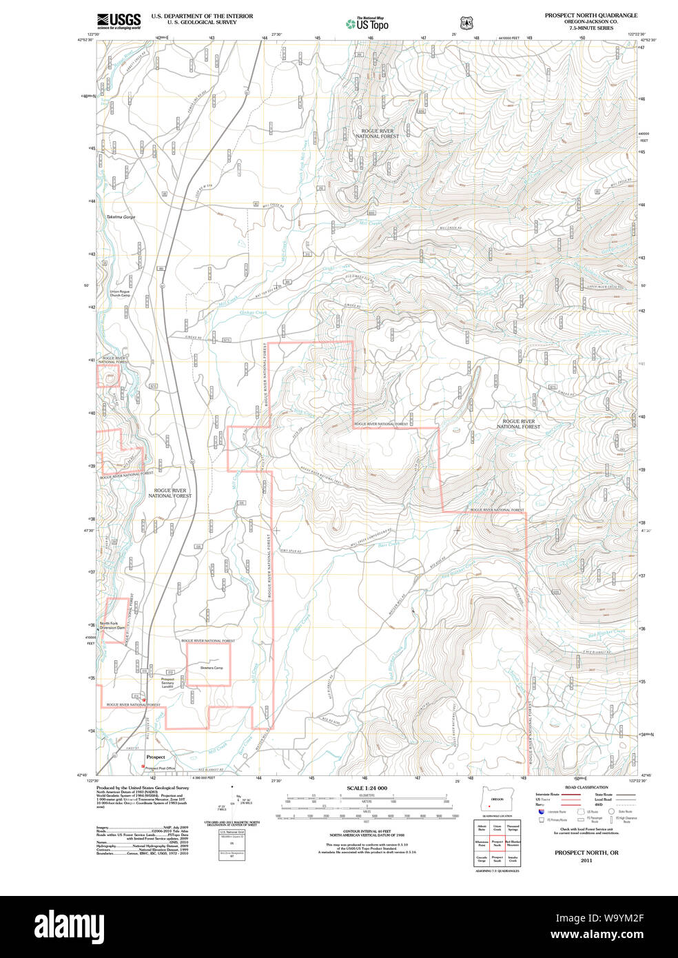 USGS Topo Map Oregon Prospect North 20110715 TM Restoration Stock Photo ...