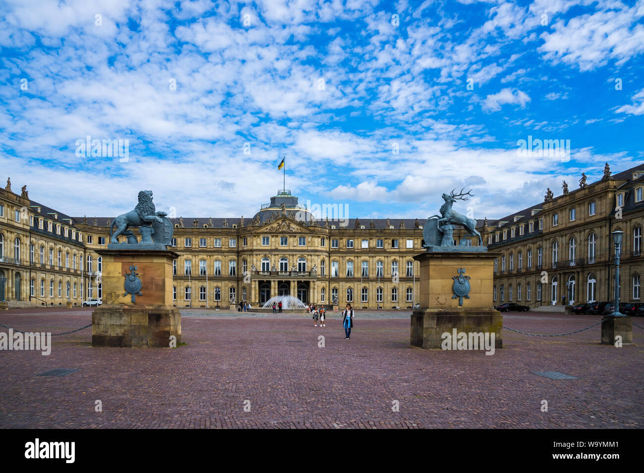 Stuttgart, Germany, August 15, 2019, Pompous new palace building in ...