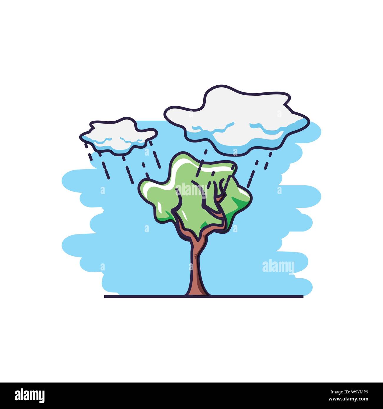 tree plant nature with clouds vector illustration design Stock Vector ...