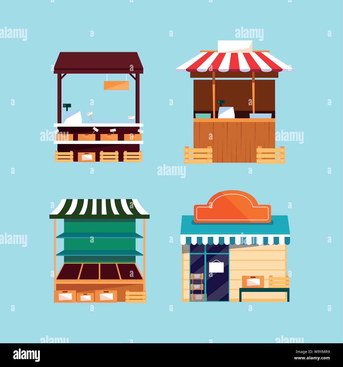 set of store facades buildings vector illustration design Stock Vector ...