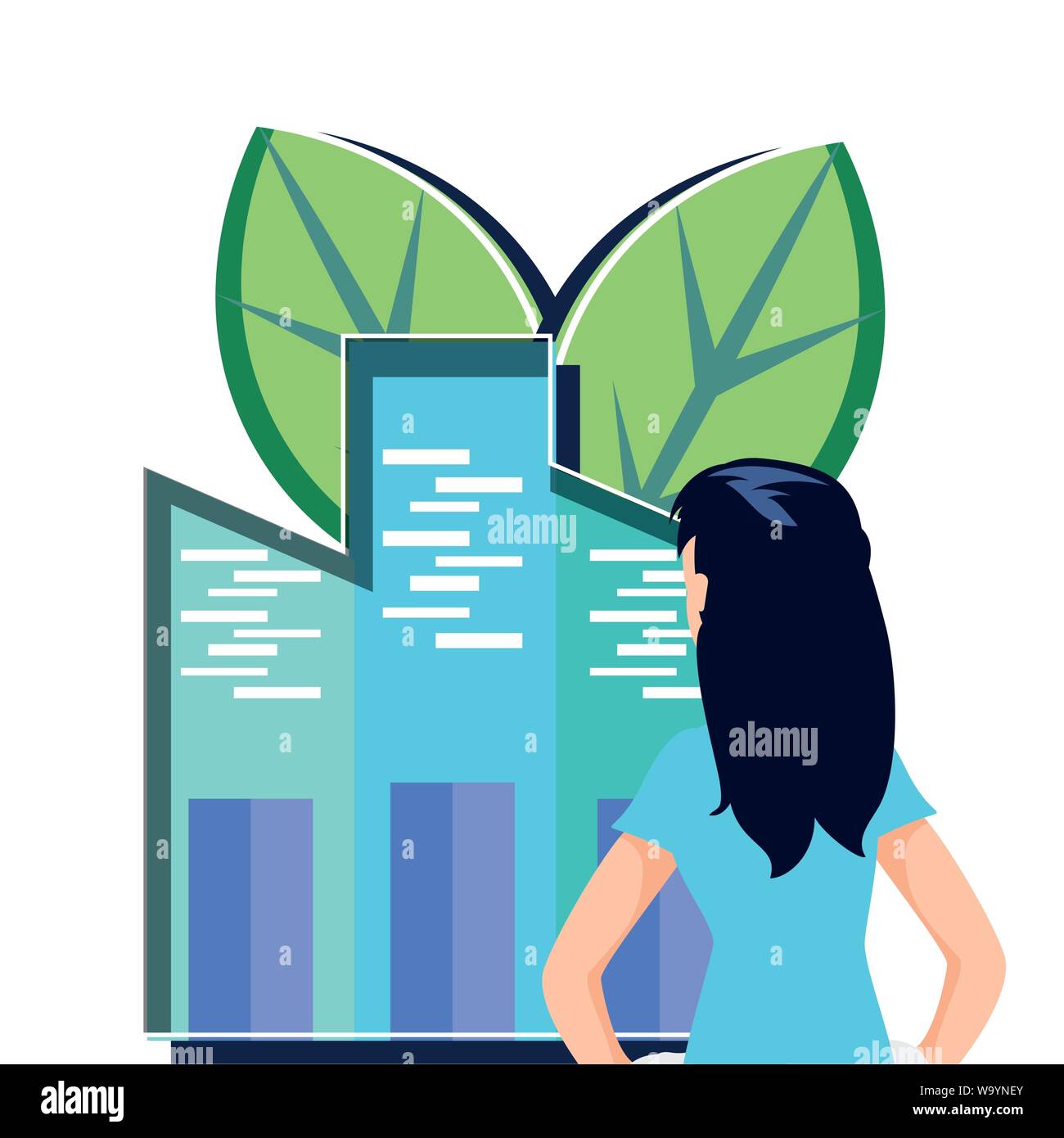 Avatar woman and city design, Sustainability eco friendly green recycle ...