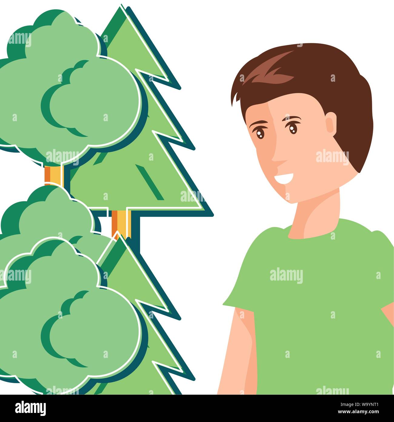 Trees and man avatar design, Nature plant summer season environment ...