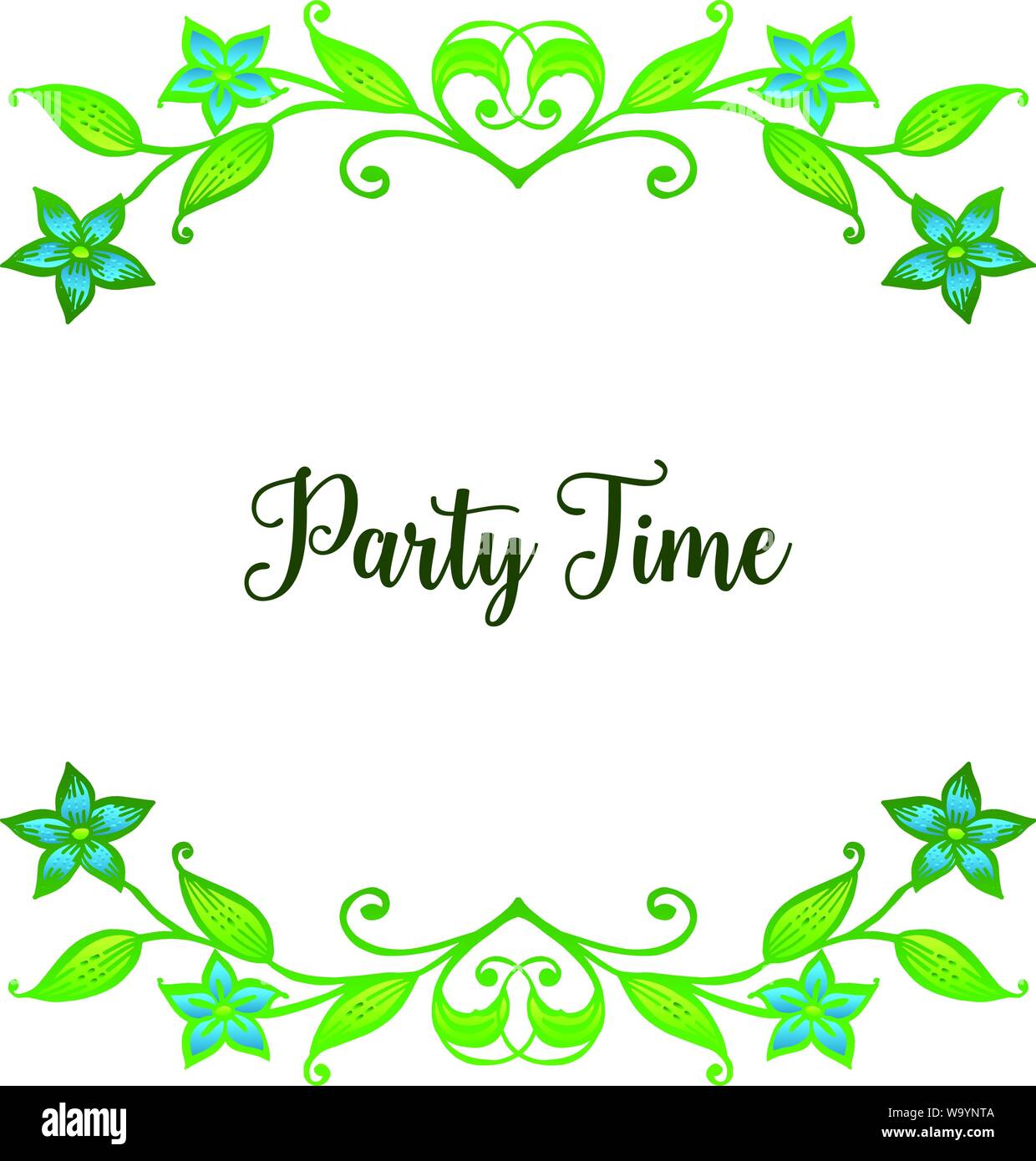 Pattern art blue floral frame, for card of party time abstract . Vector ...