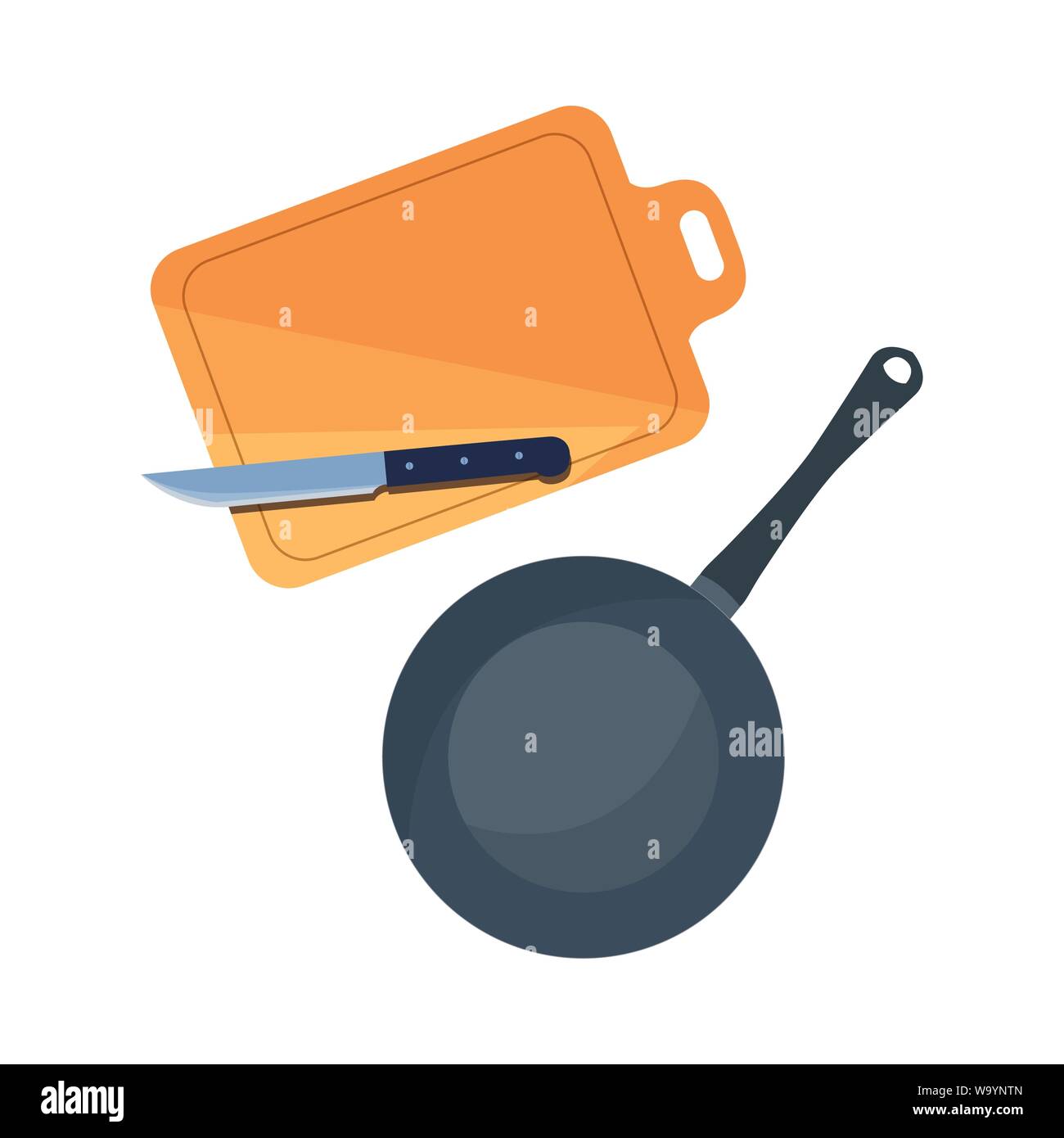 cutting board pan knife preparation cooking vector illustration Stock ...