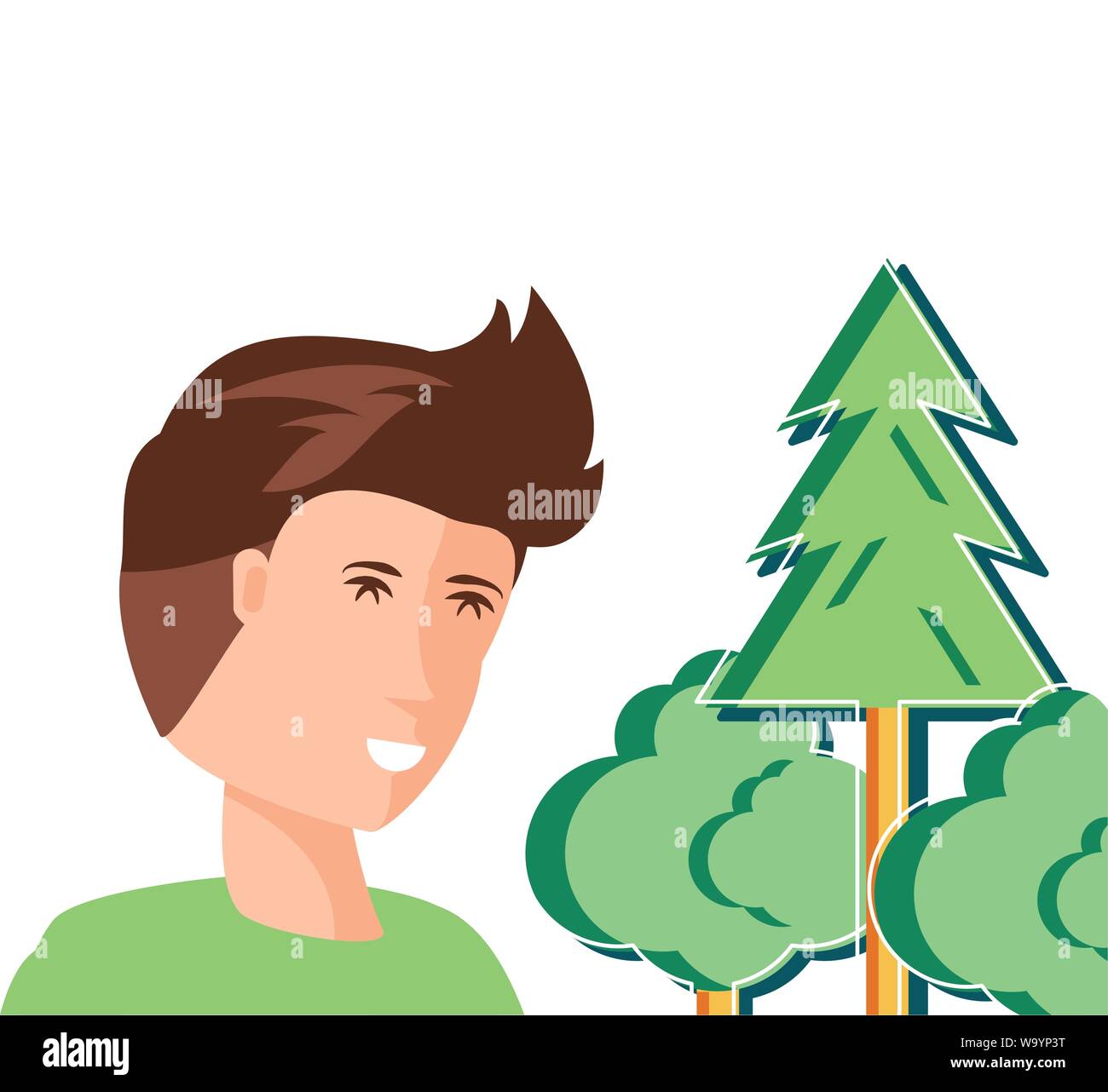 Trees and man avatar design, Nature plant summer season environment ...