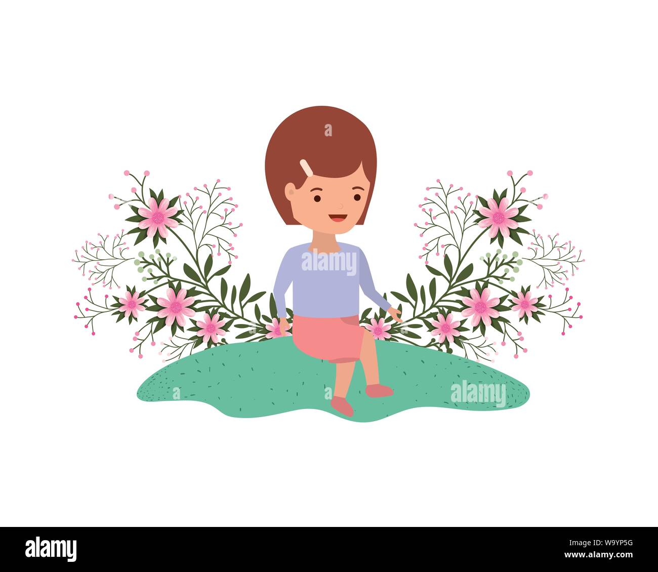 baby girl sitting on the grass avatar character Stock Vector Image ...