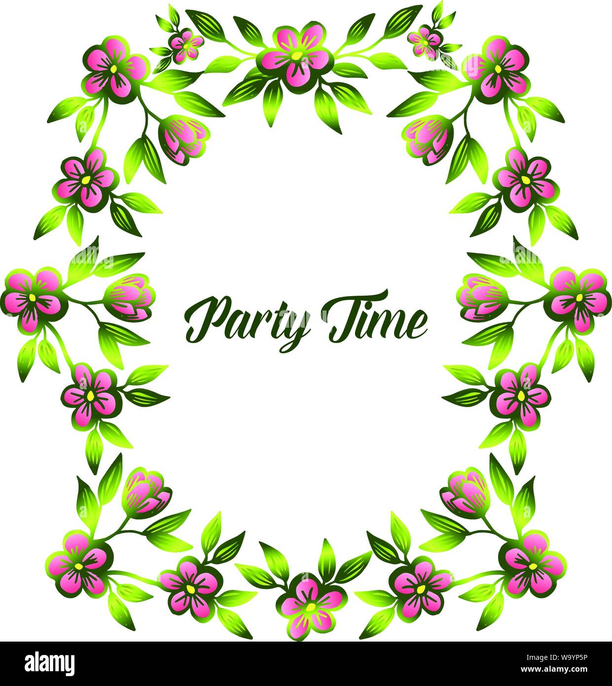 Vintage style of green leafy flower frame, for decoration of greeting ...