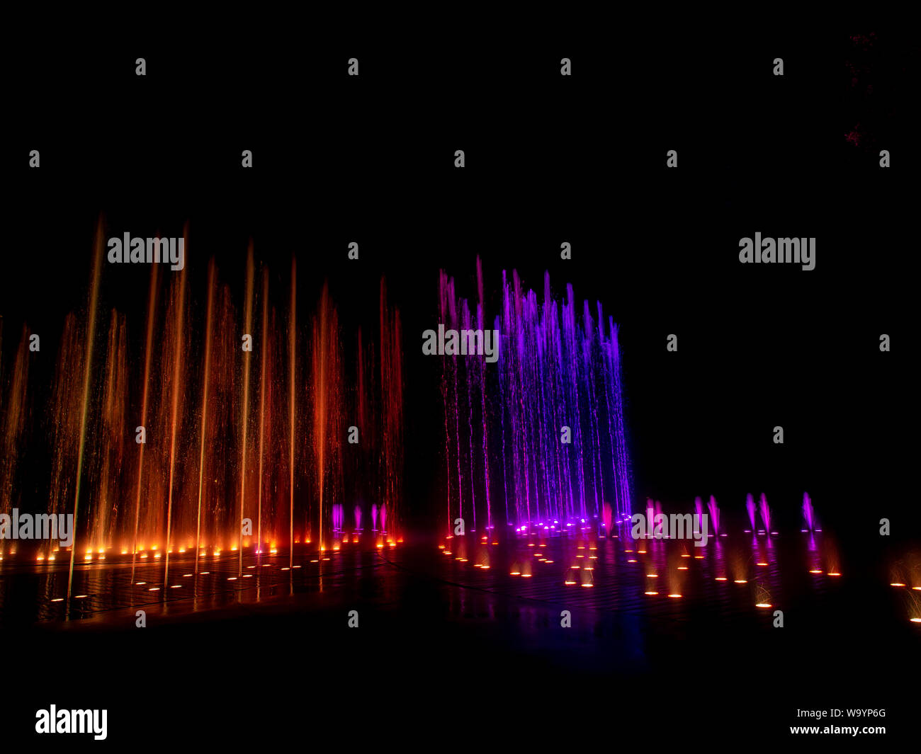 Large multi colored decorative dancing water jet led light fountain ...