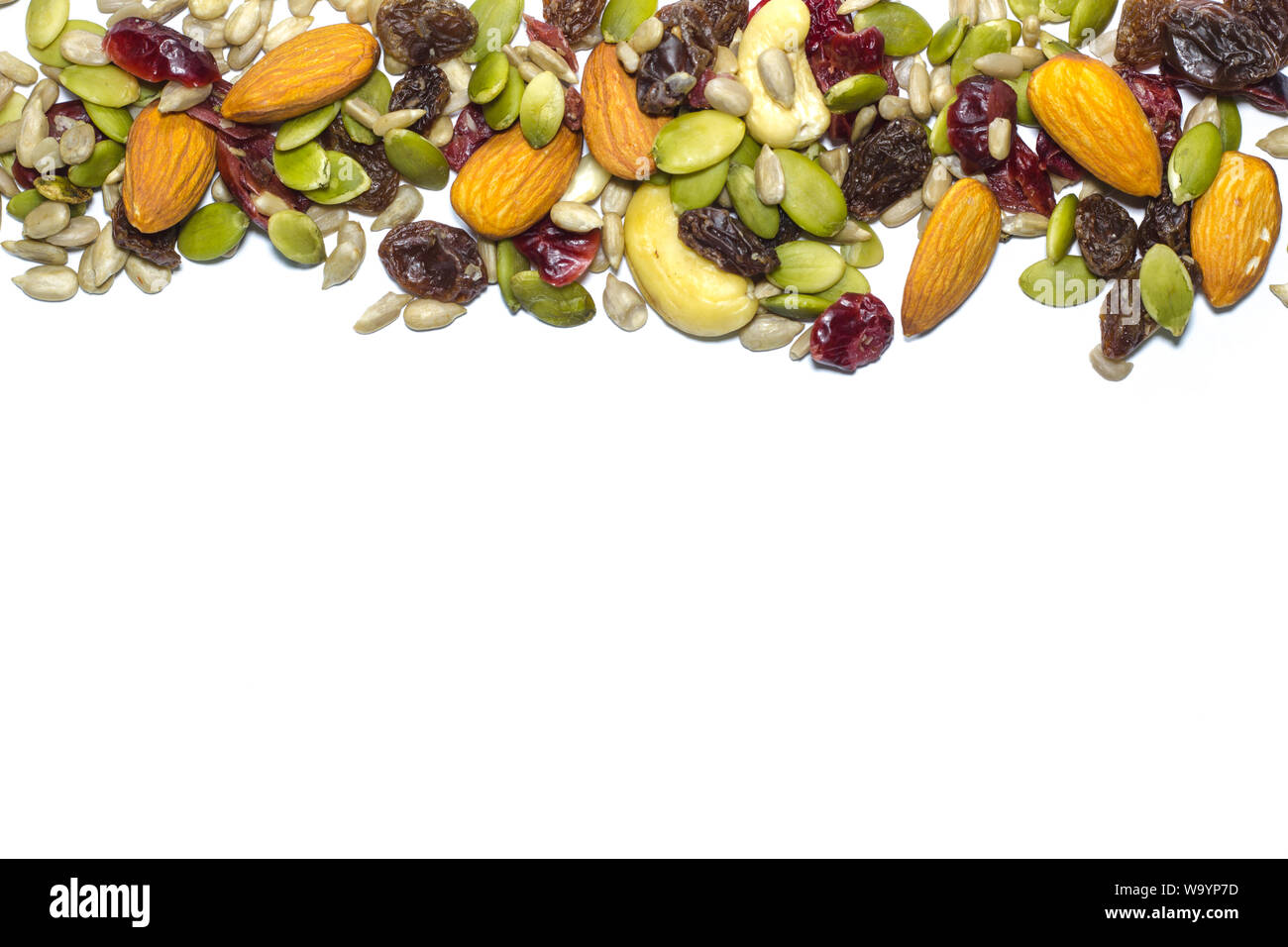 Trail mix on the white background. Trail mix background Stock Photo - Alamy
