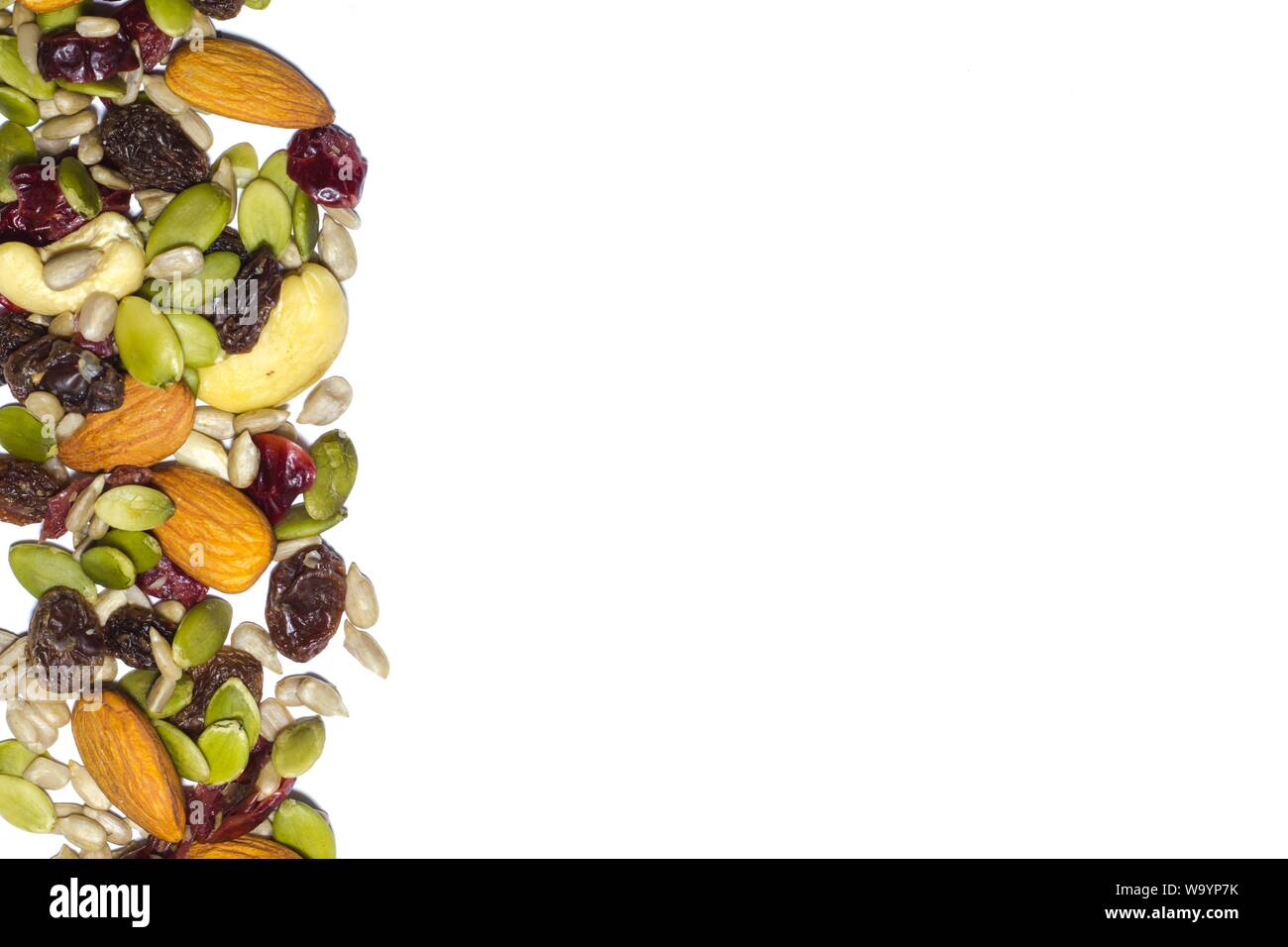 Trail mix on the white background. Trail mix background Stock Photo - Alamy