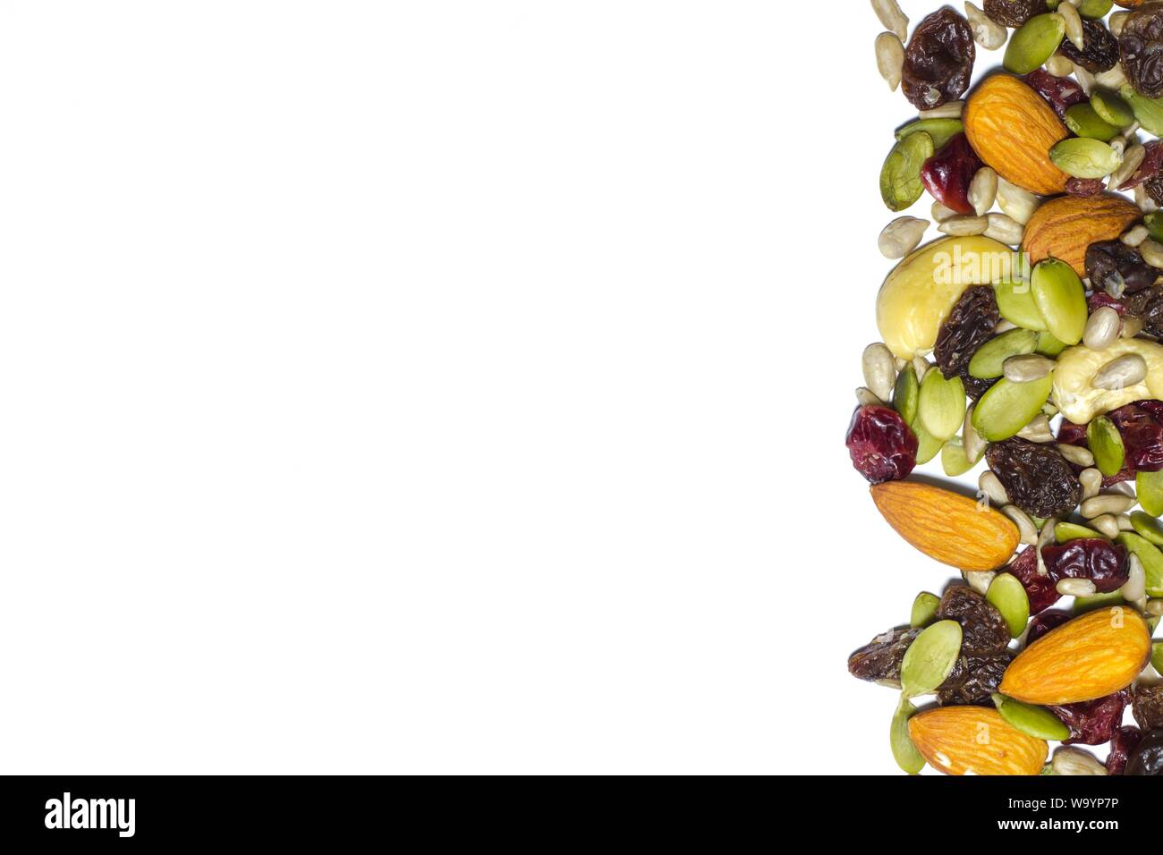 Trail mix on the white background. Trail mix background Stock Photo - Alamy