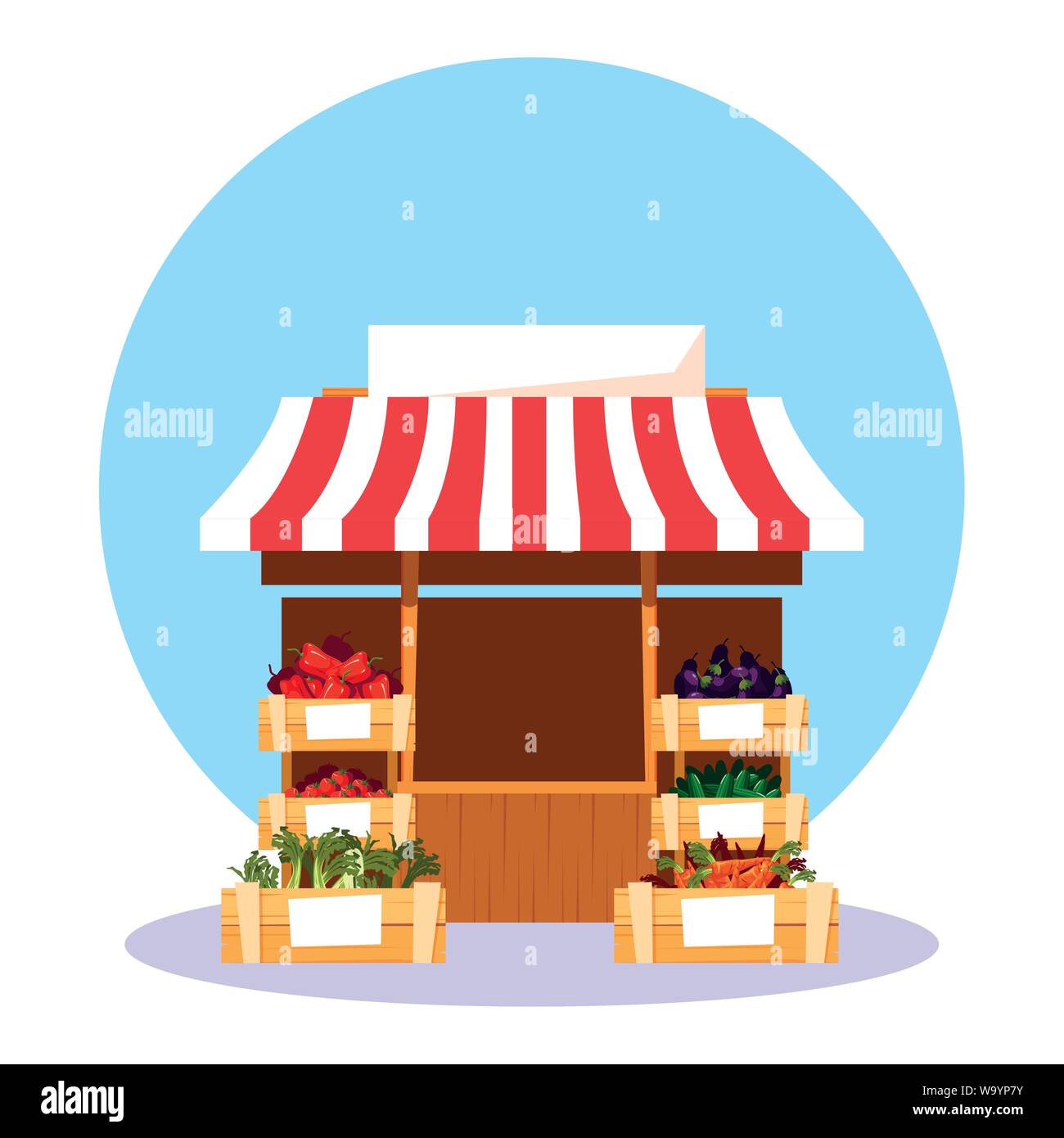 stall kiosk of store fresh vegetables vector illustration design Stock ...