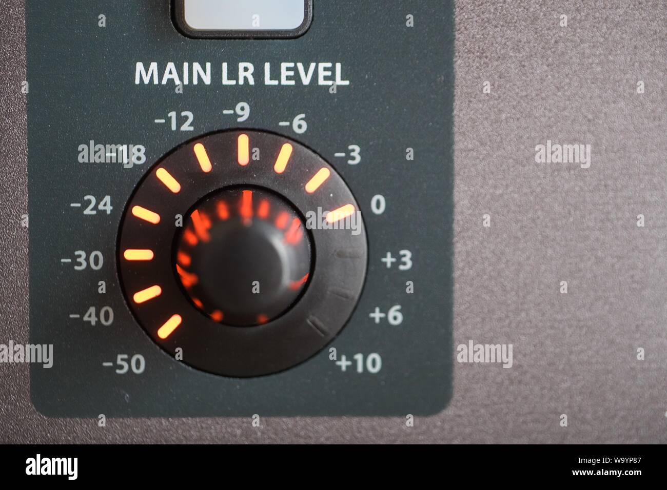 Closeup shot of the control panel of a professional audio recording ...
