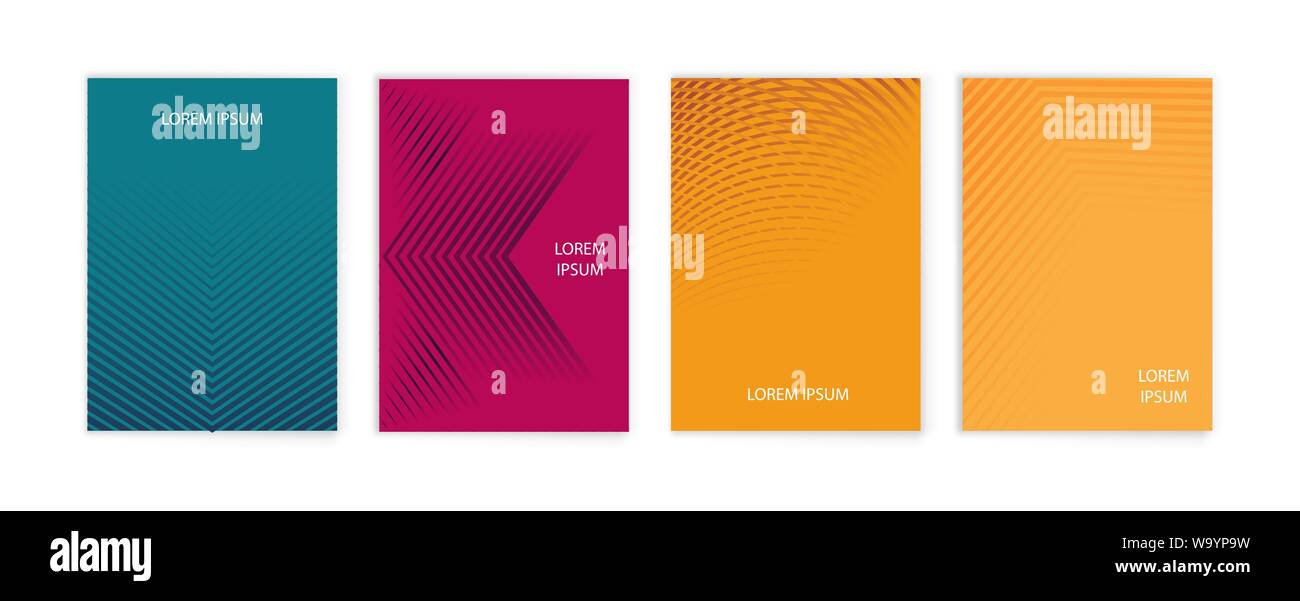 set of covers with a flat geometric pattern. Calm simple colorful ...