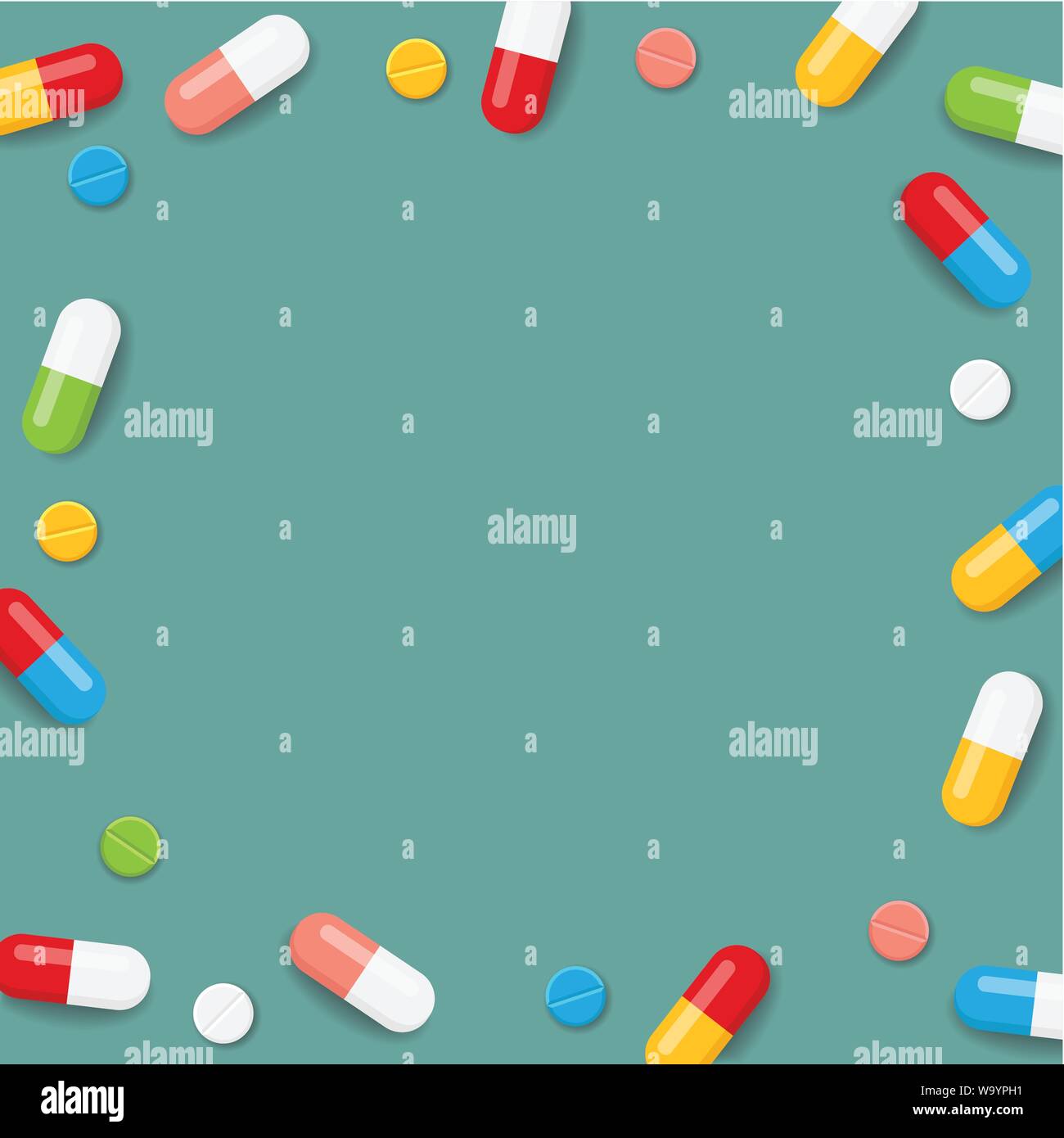 Background with pills frame for write text inside. Vector illustration ...