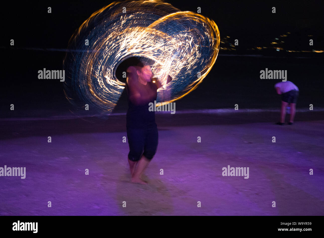 Fire show on the beach in Koh Samui in Thailand Stock Photo - Alamy