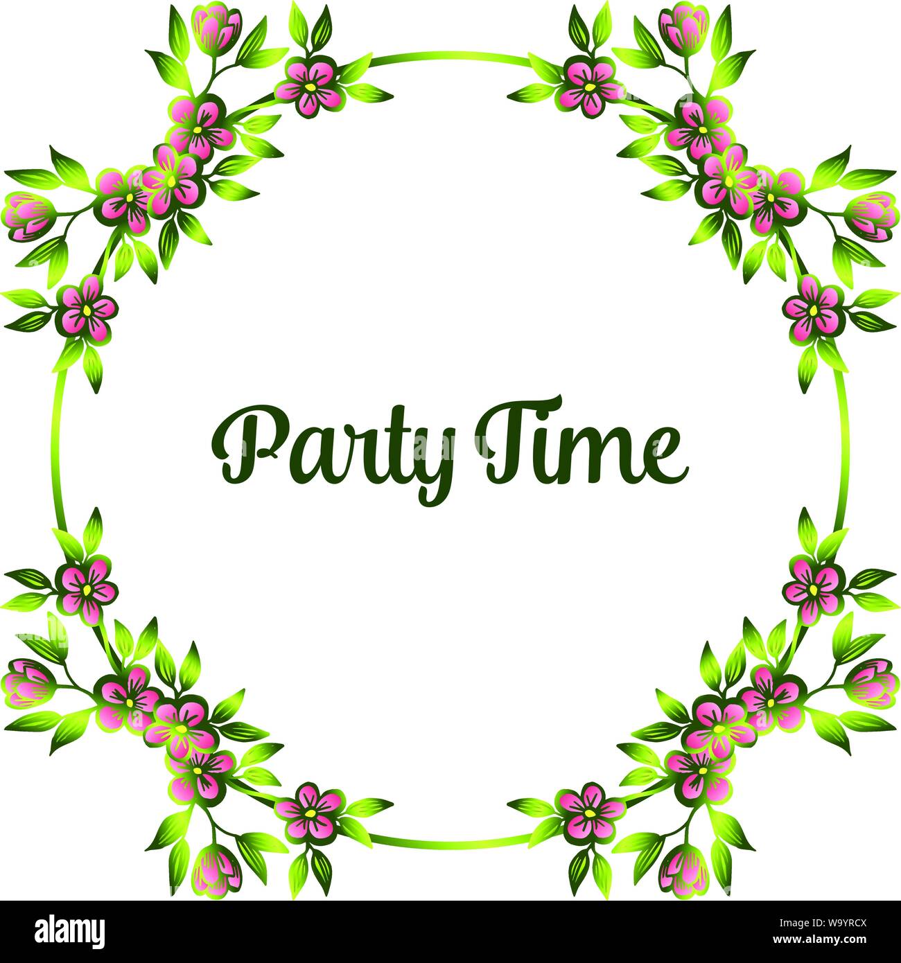 Banner element for party time, elegant frame, cute leaves wreath ...