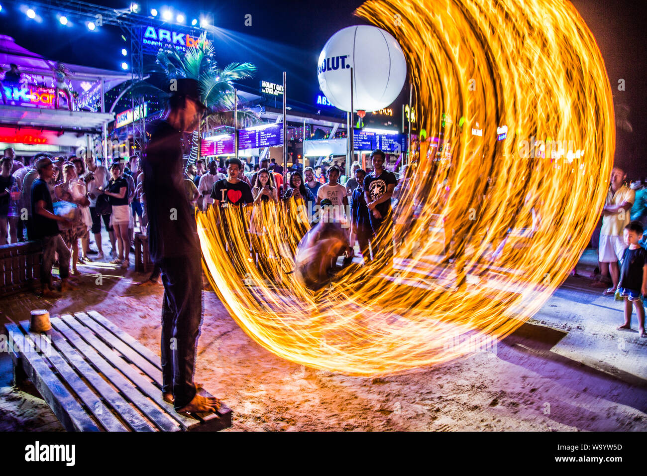 Fire show on the beach in Koh Samui in Thailand Stock Photo - Alamy