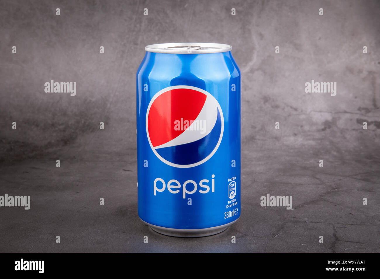 Pepsi can on dark background. Pepsi is a carbonated soft drink produced ...