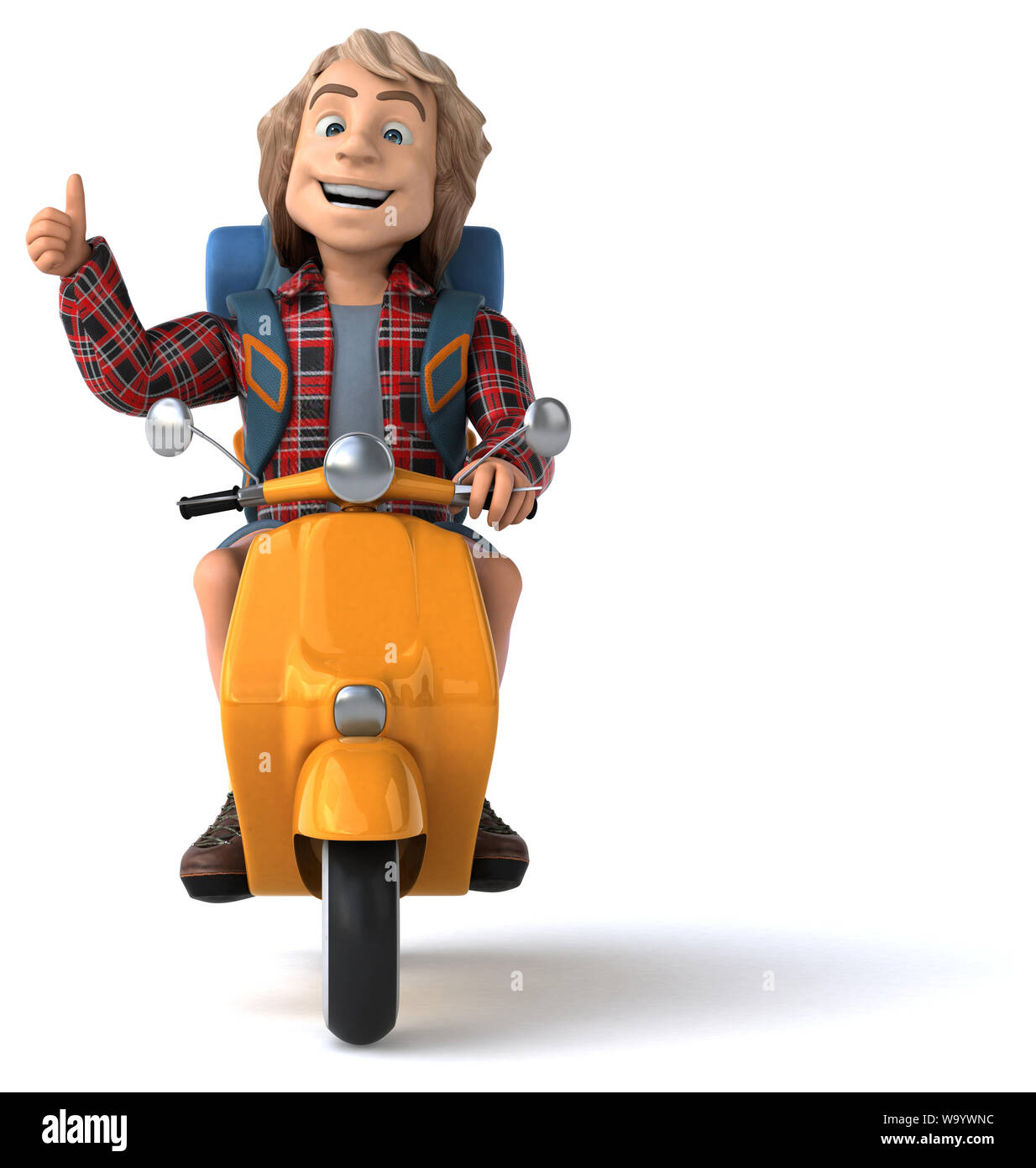Man solo traveling backpacker - 3D Illustration Stock Photo - Alamy