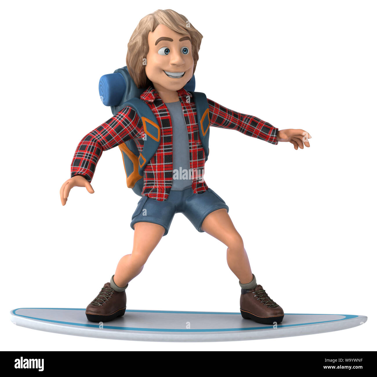 Man solo traveling backpacker - 3D Illustration Stock Photo - Alamy