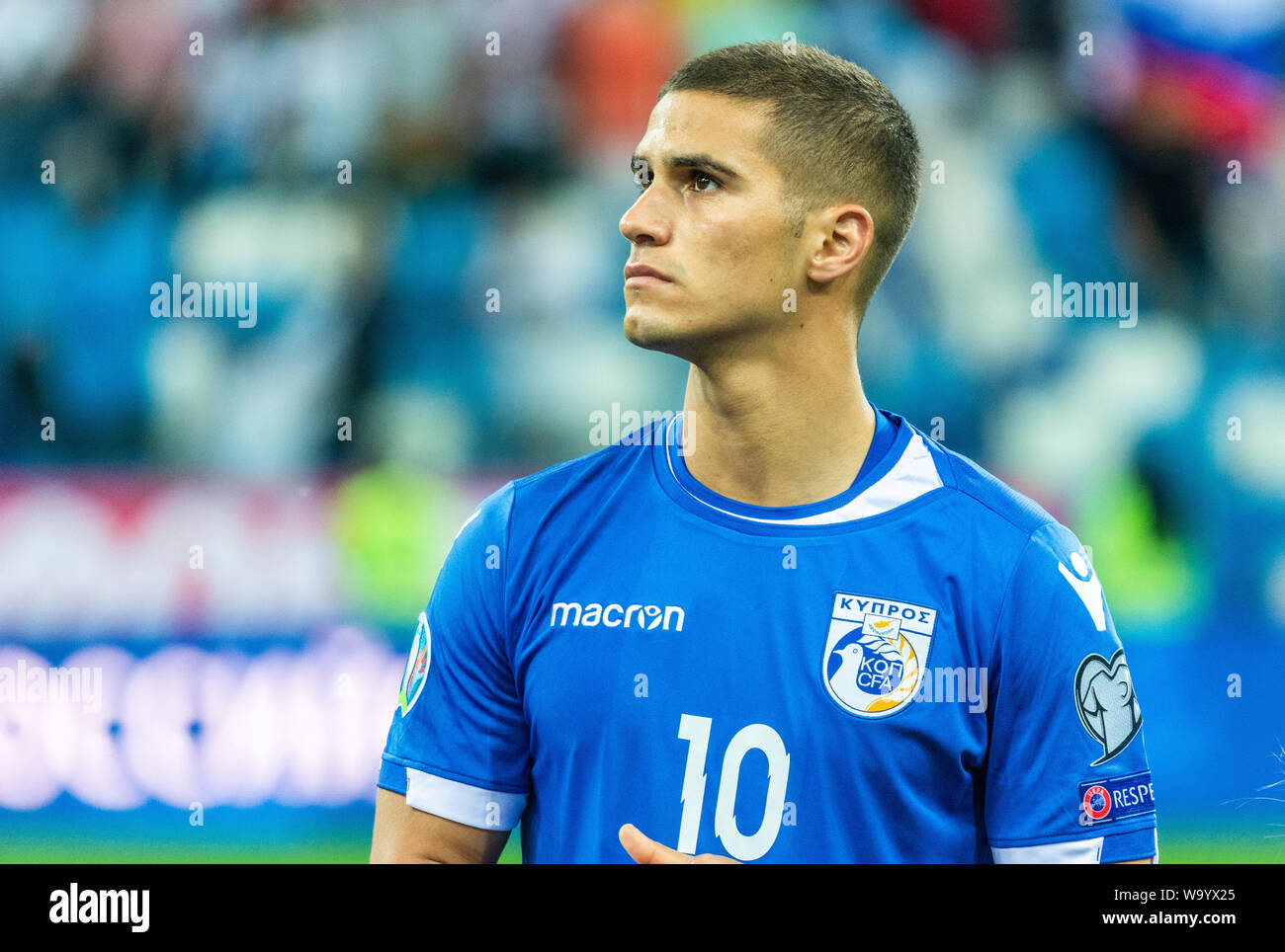 Nizhny Novgorod, Russia - June 11, 2019. Cyprus national team striker ...
