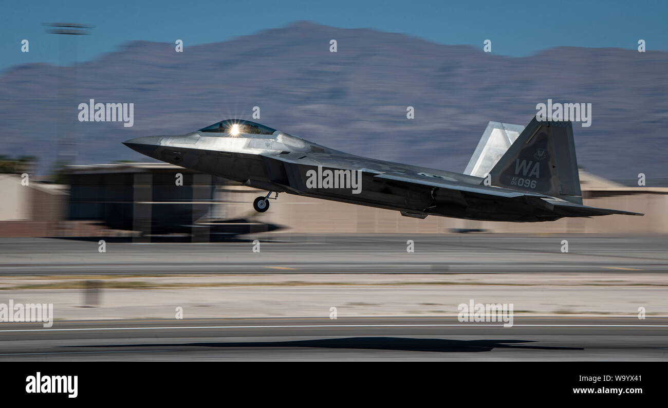 An F-22 Raptor fighter jet assigned to the 433rd Weapons School ...