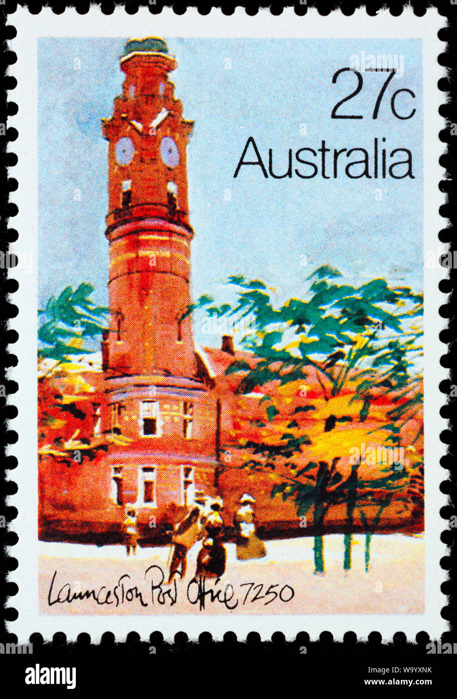 Launceston, Post office, postage stamp, Australia, 1982 Stock Photo - Alamy