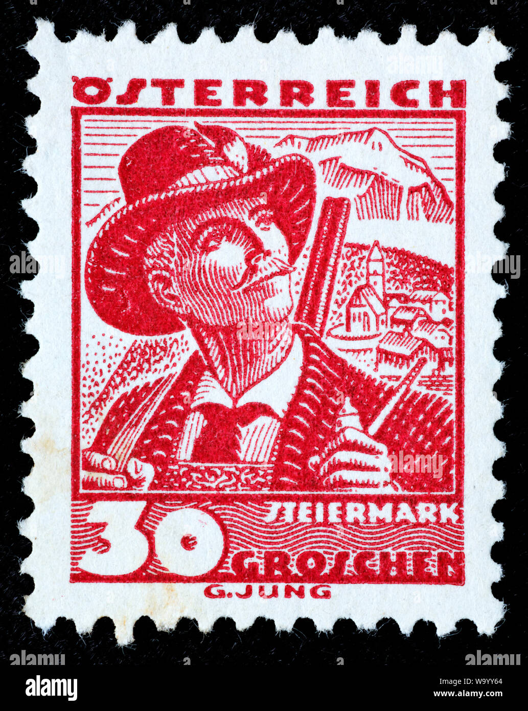 Hunter, Styria, costume, postage stamp, Austria, 1934 Stock Photo - Alamy