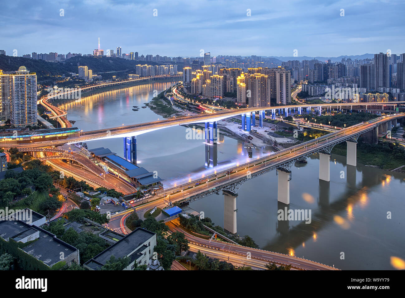 Jialing river in chongqing city the night Stock Photo - Alamy
