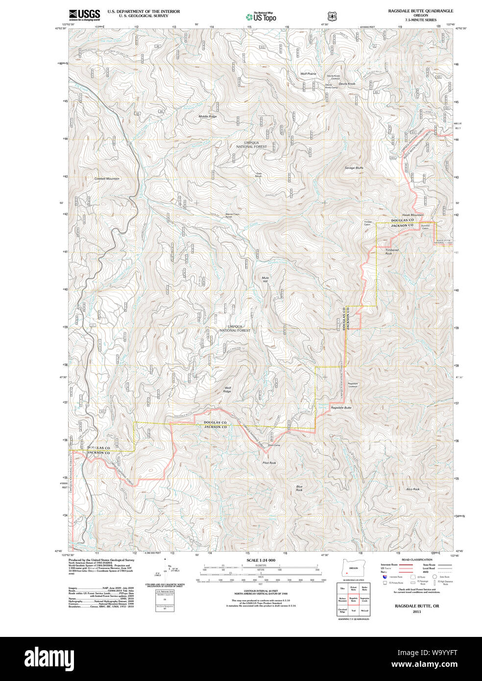 USGS Topo Map Oregon Ragsdale Butte 20110808 TM Restoration Stock Photo ...