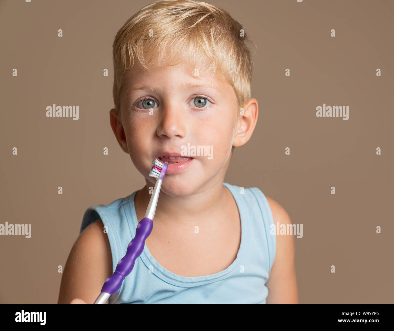 little baby boy with tooth brush,dental hygiene and health for children ...