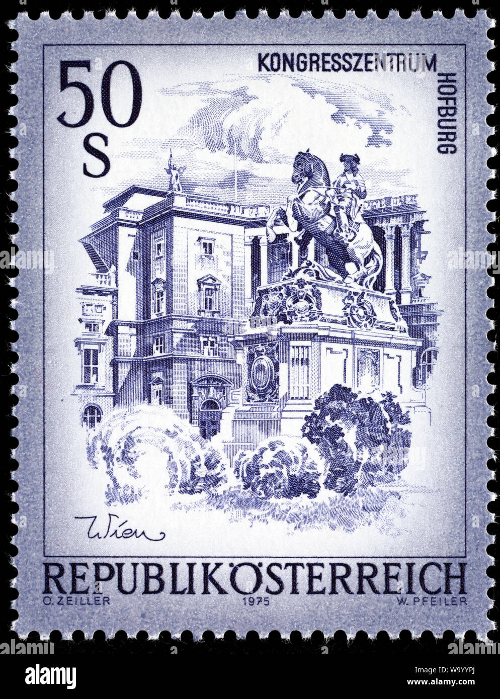 Congress Centre Hofburg, Vienna, postage stamp, Austria, 1975 Stock ...