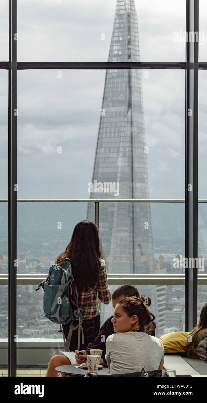Admiring the view of The Shard from Sky Garden, London Stock Photo - Alamy