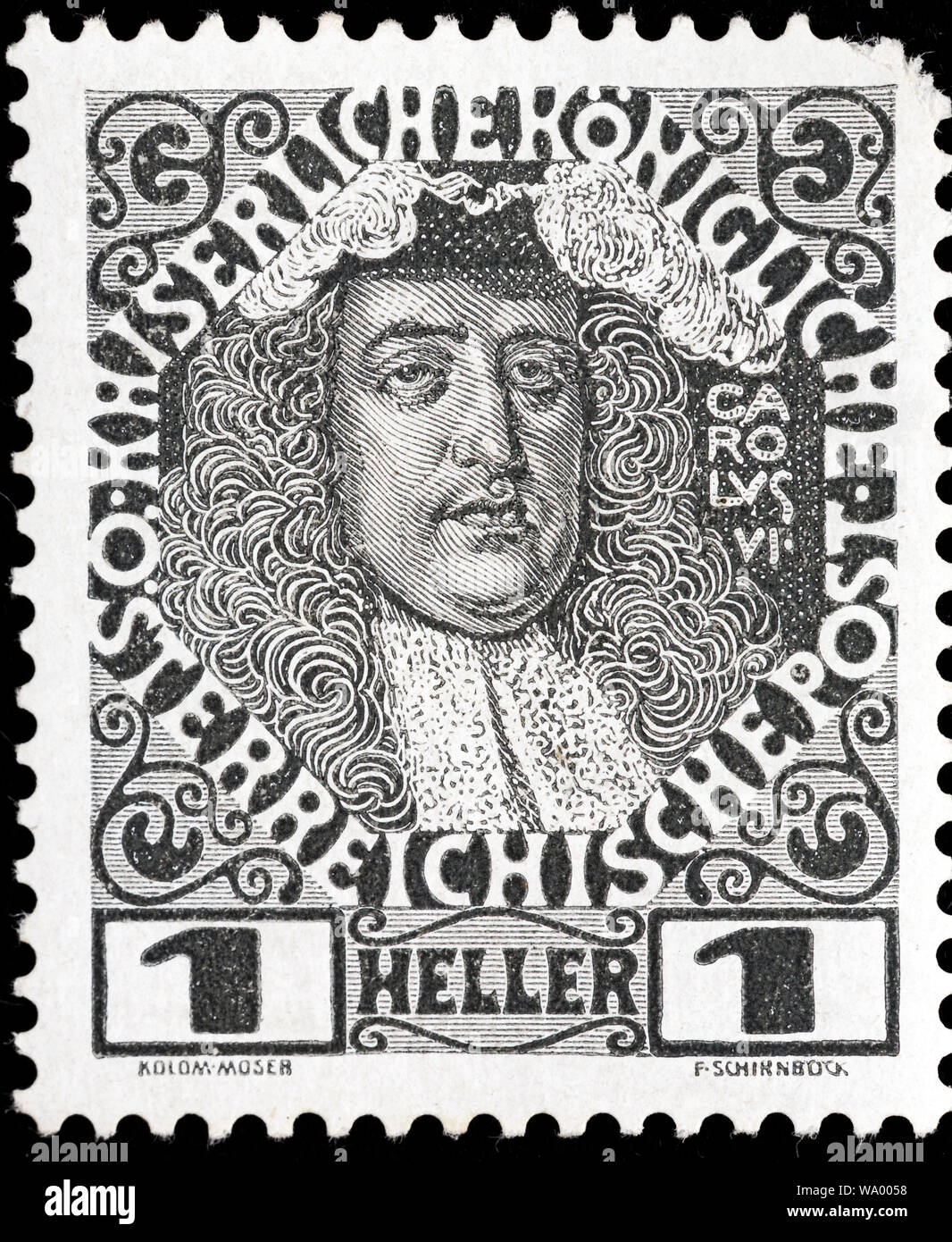 Emperor Charles VI (1711-1740), postage stamp, Austria, 1908 Stock ...