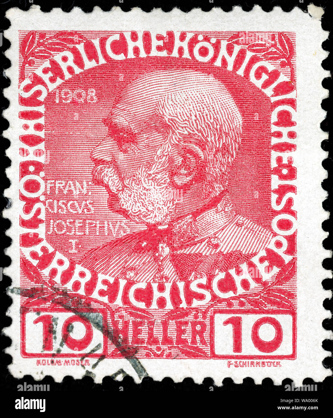 Emperor Franz Joseph (1830-1916), postage stamp, Austria, 1908 Stock ...