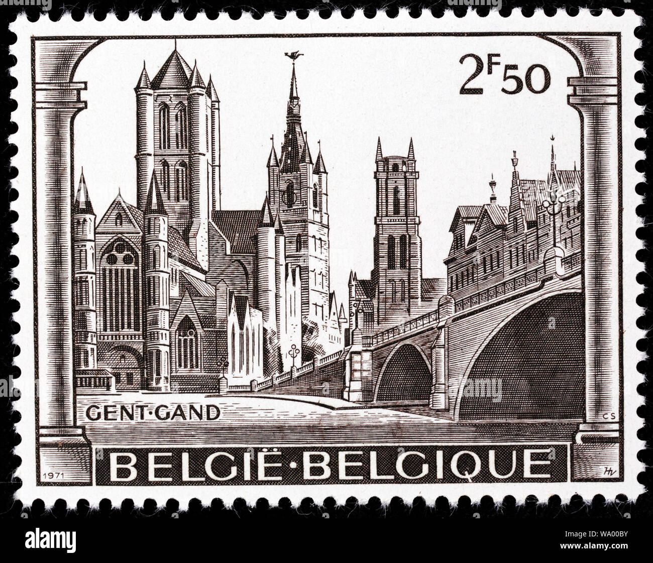 Ghent, Gent, postage stamp, Belgium, 1971 Stock Photo - Alamy