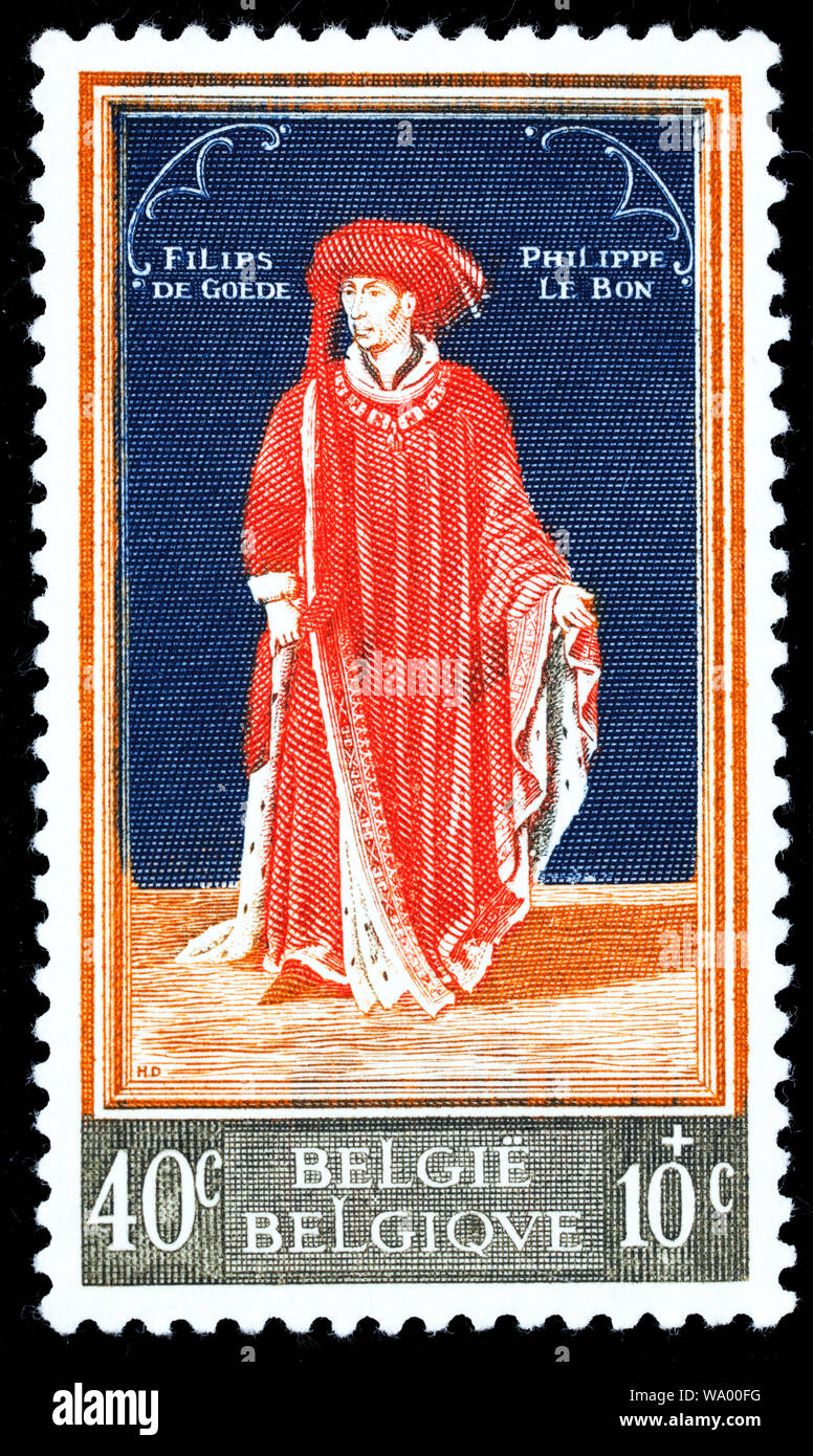 Philip the Good, Duke of Burgundy, postage stamp, Belgium, 1959 Stock ...