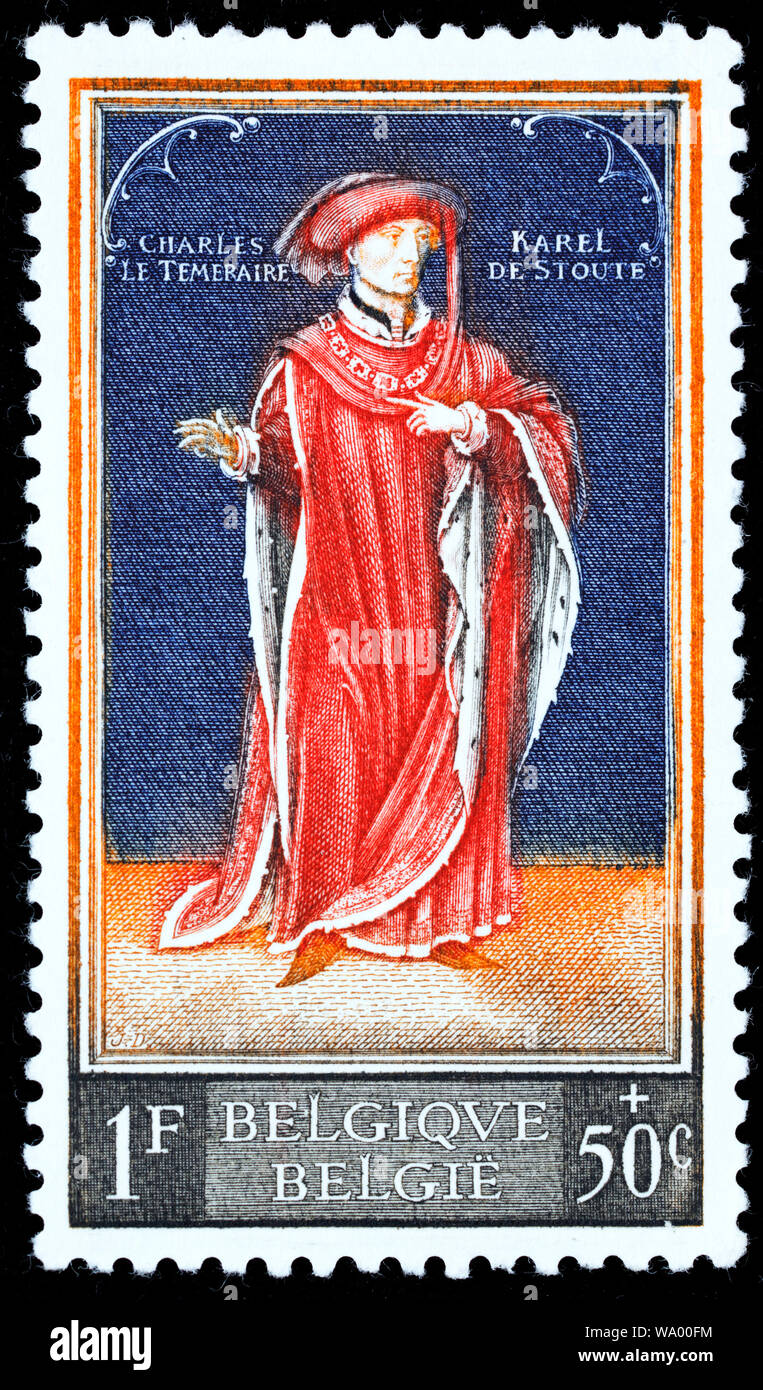 Charles the Bold, Duke of Burgundy, postage stamp, Belgium, 1959 Stock ...