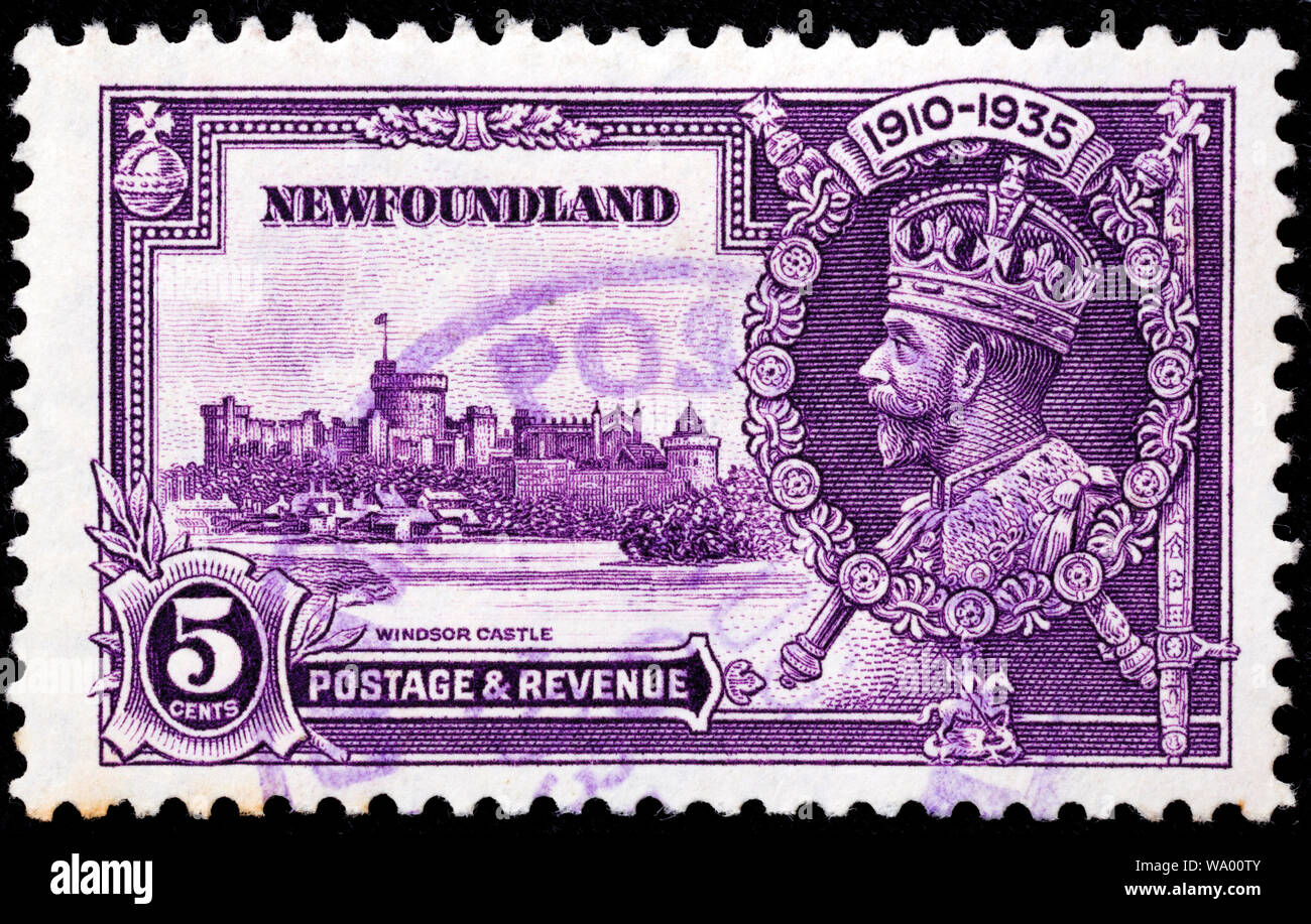 Windsor castle and king George V, Silver jubilee, postage stamp ...