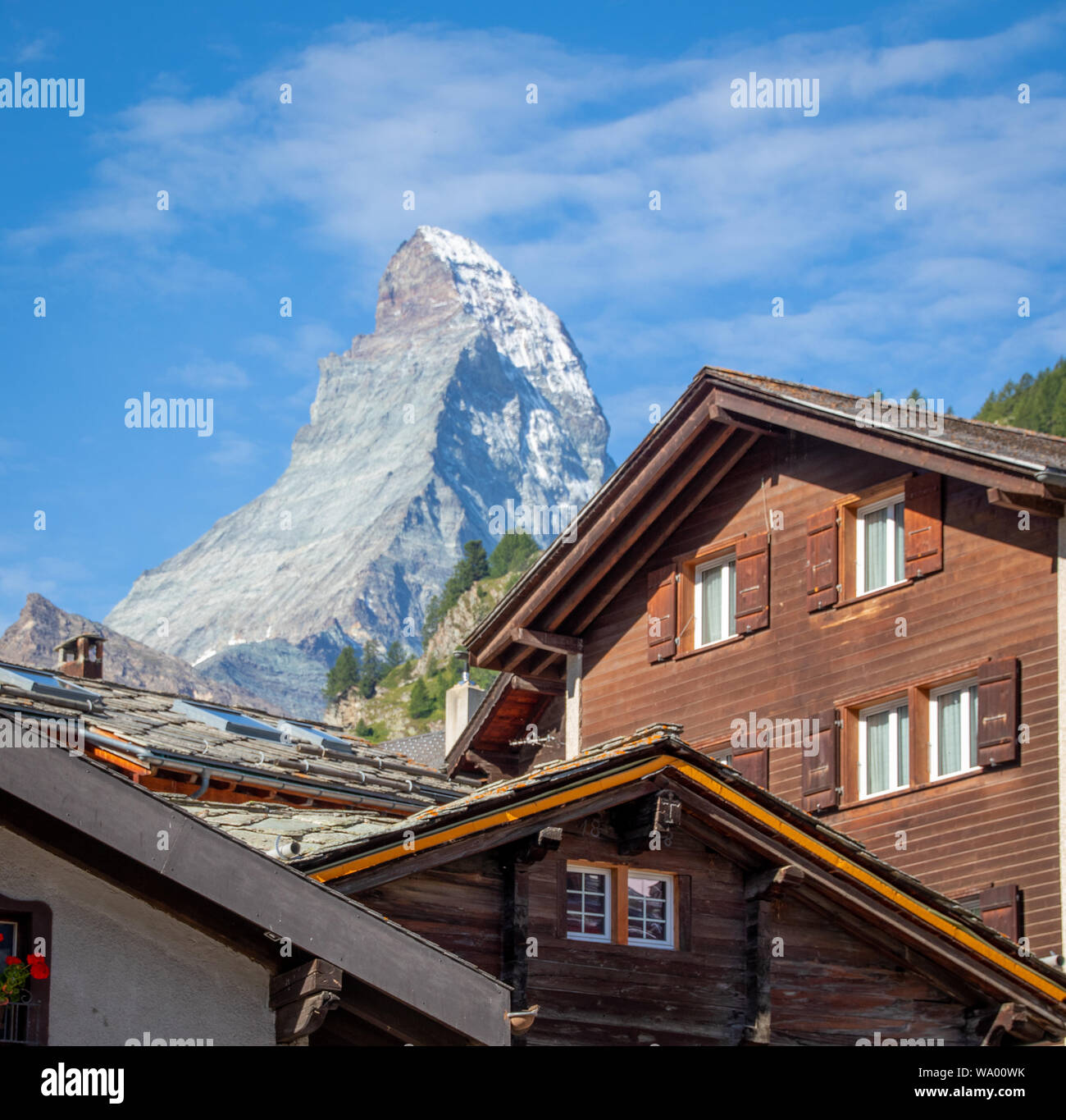 Pictures of a Zermatt town and mountain at sunny day Stock Photo - Alamy