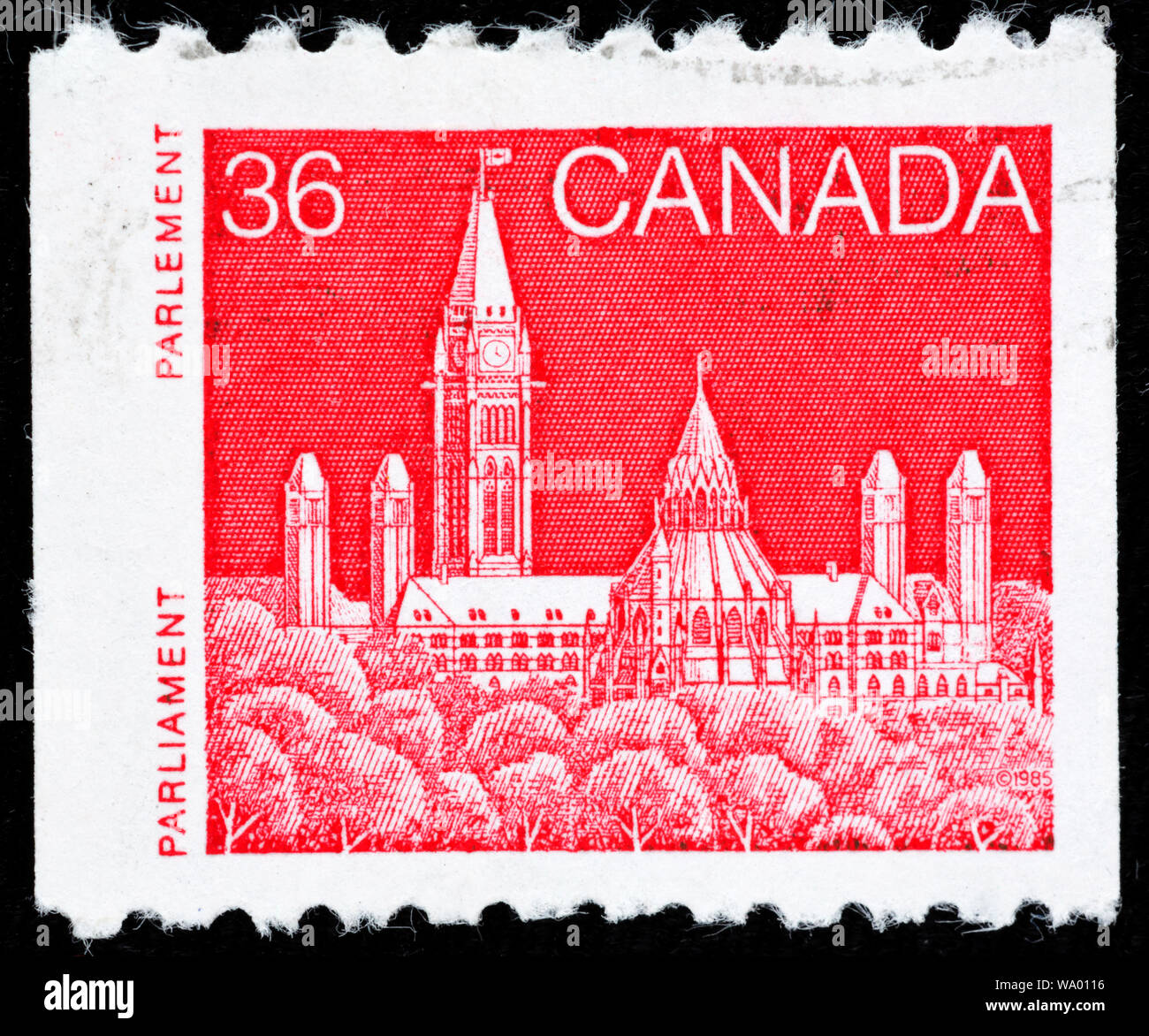 Parliament building, Ottawa, postage stamp, Canada, 1985 Stock Photo ...