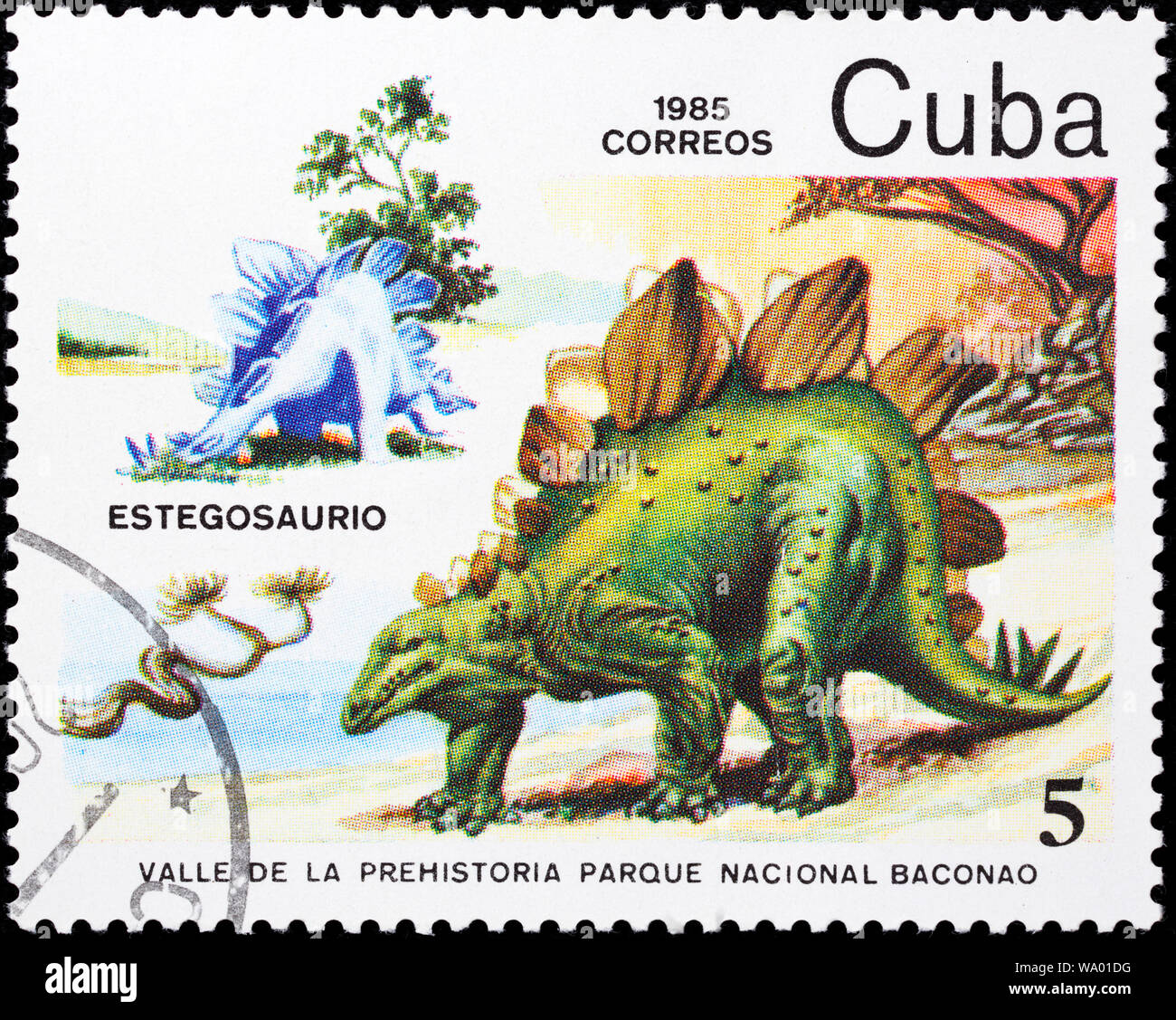 Estegosaurus, Dinosaur, postage stamp, Cuba, 1985 Stock Photo - Alamy