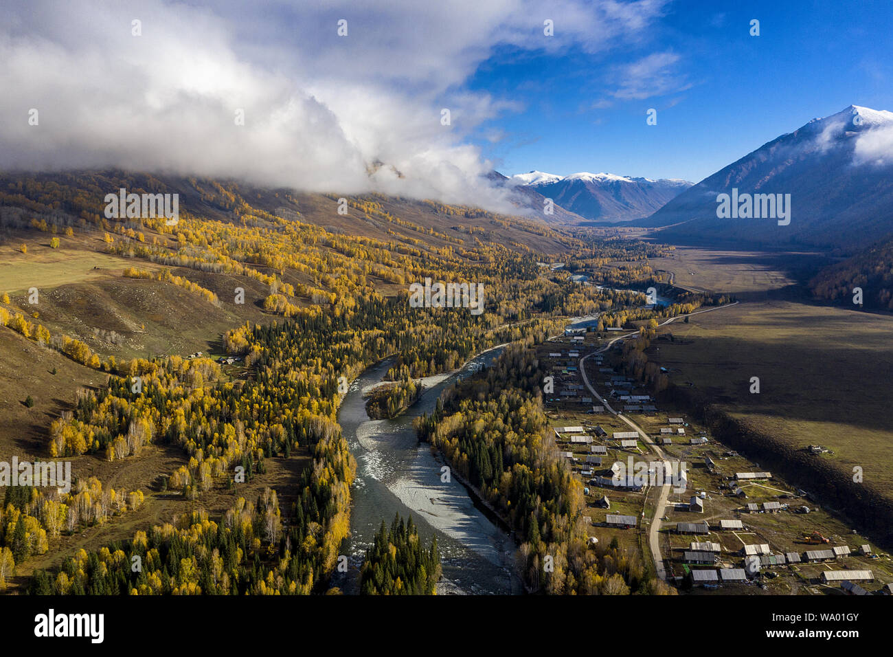 Xinjiang acaroid village scenery Stock Photo - Alamy