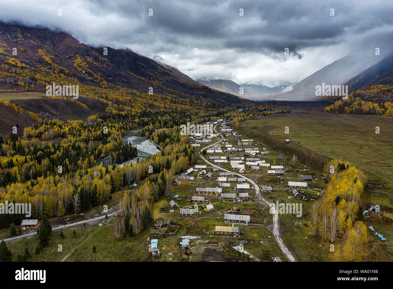Xinjiang acaroid village scenery Stock Photo - Alamy