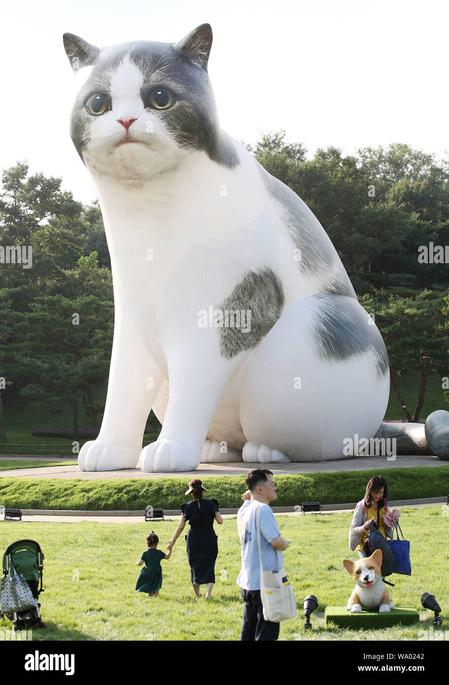 Seoul, South Korea. 16th Aug, 2019. Giant cat at Olympic Park People ...