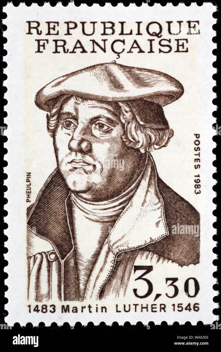 Martin Luther (1483-1546), postage stamp, France, 1983 Stock Photo - Alamy