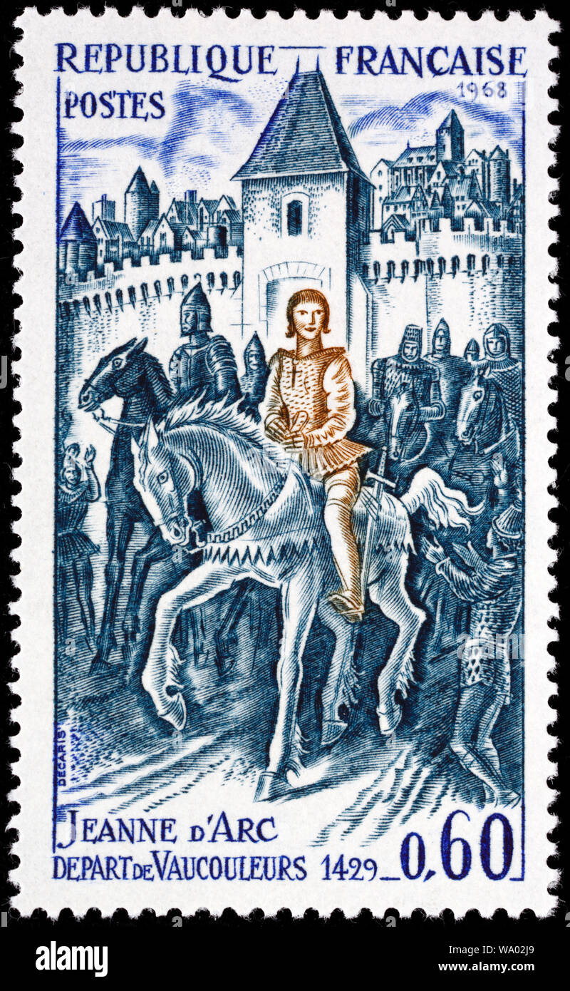 Jeanne d'Arc (1412-1431), Leaving Vaucouleurs (1429), postage stamp ...