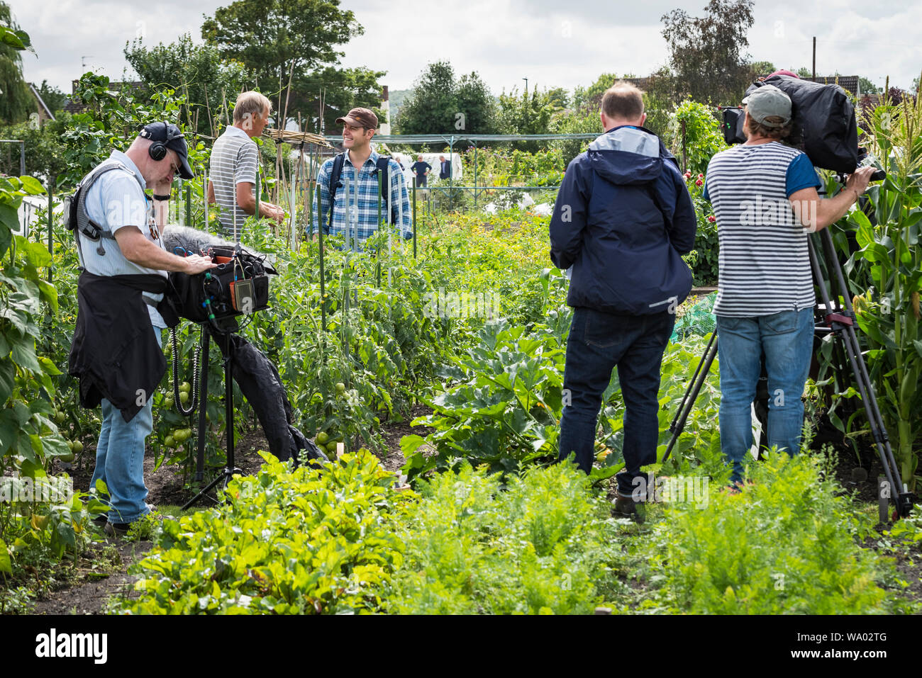 A BBC film crew on location filming an episode of Countryfile with ...