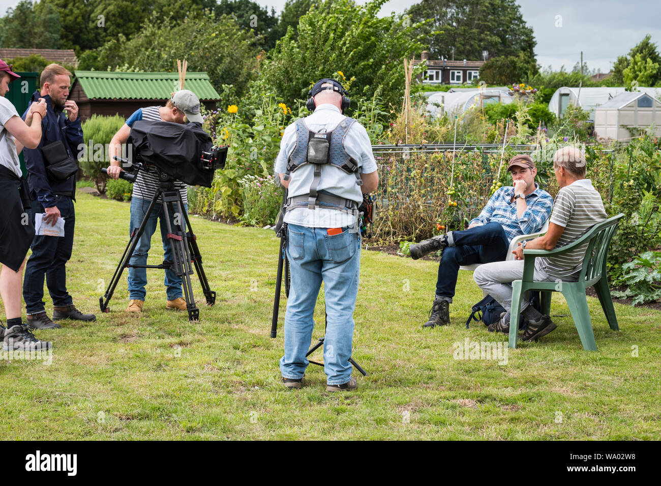A BBC film crew on location filming an episode of Countryfile with ...